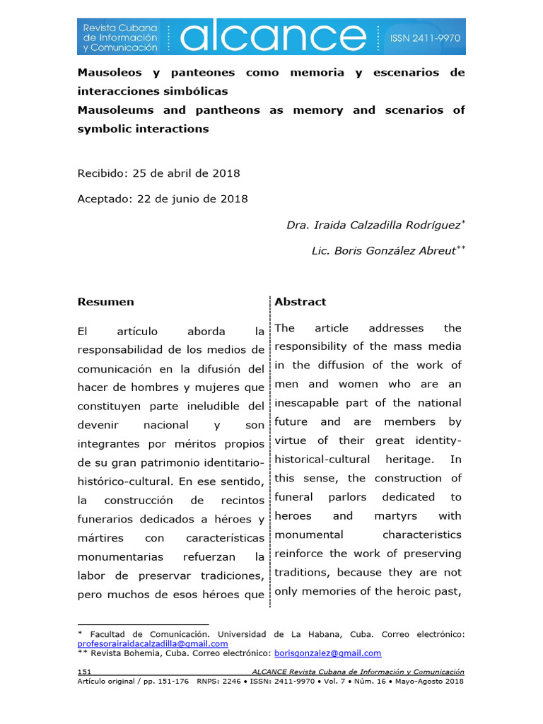 Mausoleos y Panteones Como Memoria y Escnearios de Interacciones ...