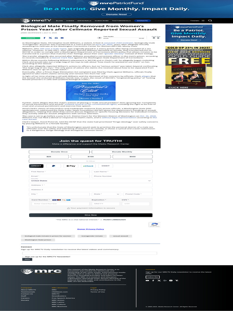 Biological Male Removed From Women's Prison Years After Cellmate's Assault Claim | PDF | Prison ...