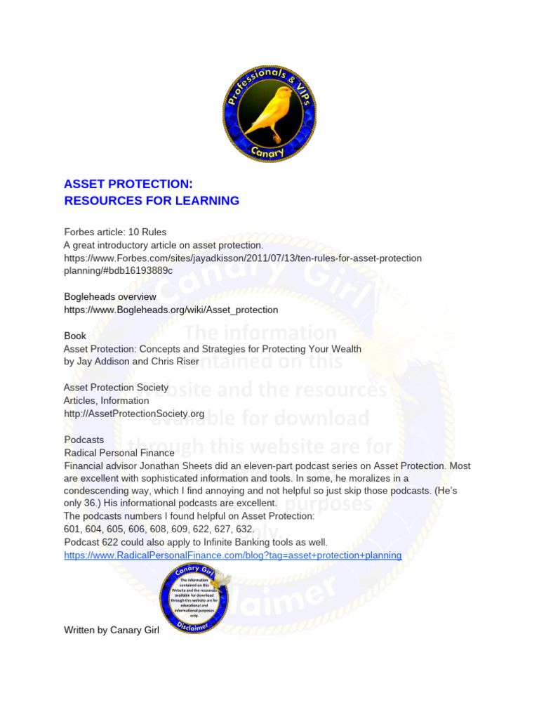 Essential Asset Protection Resources | PDF