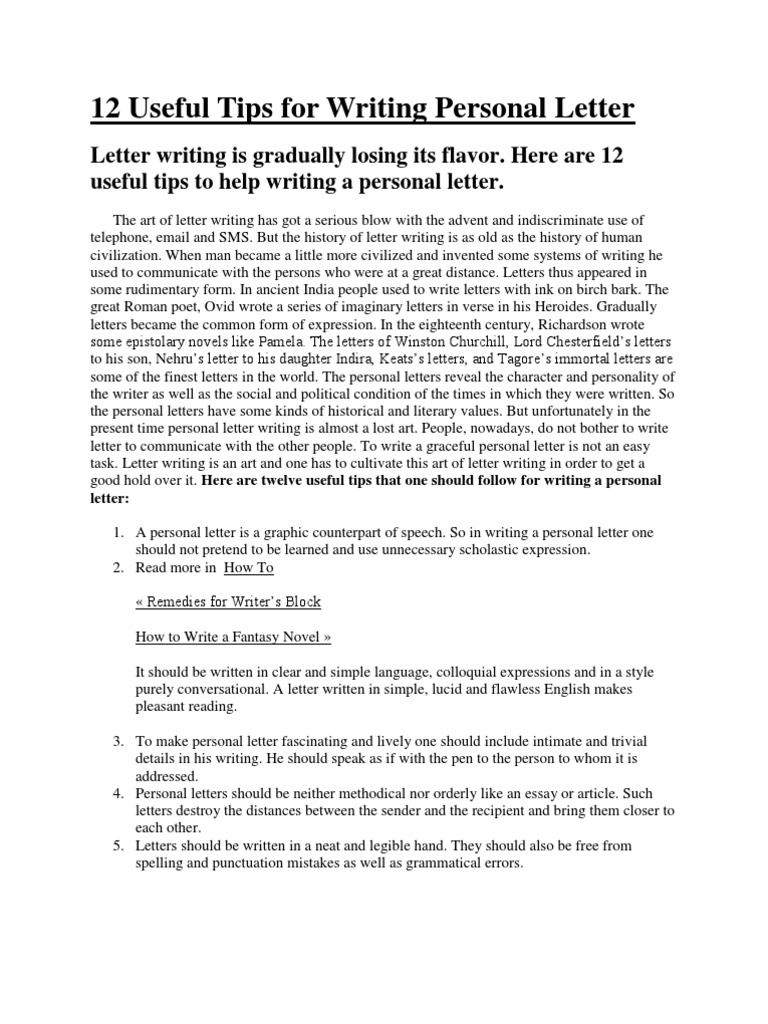 12 Useful Tips for Writing Personal Letter | Paragraph | Semiotics