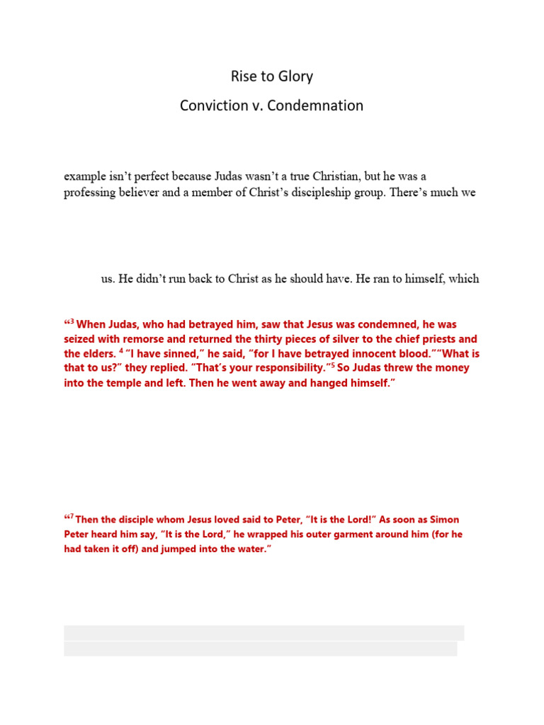 Conviction vs. Condemnation Explained | PDF | Judas Iscariot | Jesus