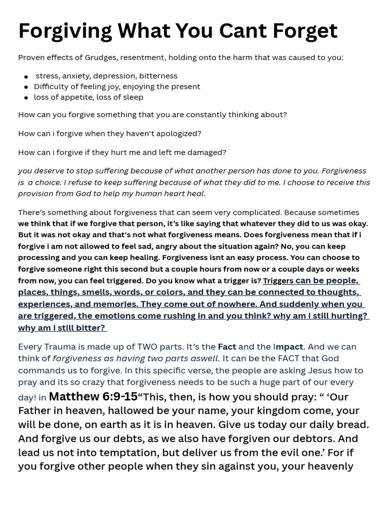 The Power of Forgiveness Explained | PDF | Forgiveness | Religious ...