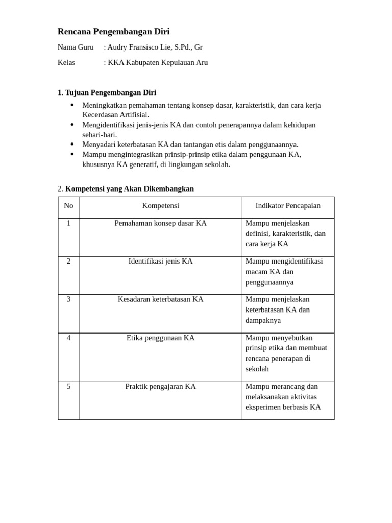Rencana Pengembangan Diri | PDF