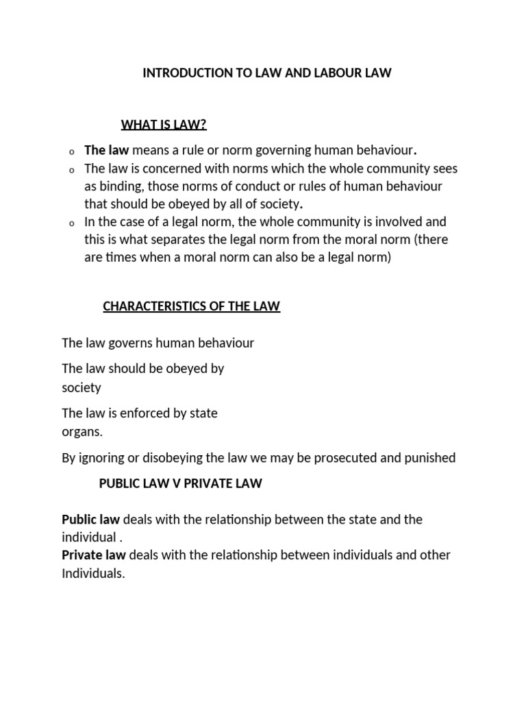 Introduction to Law and Labour Law 2025 | PDF | Labour Law | Employment