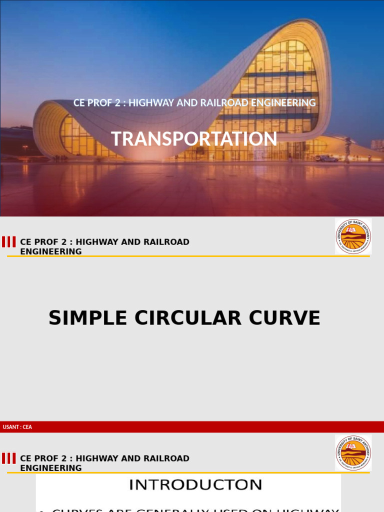 Hihway and Railroad Engineering Simple Circular Curve | PDF | Geometric ...