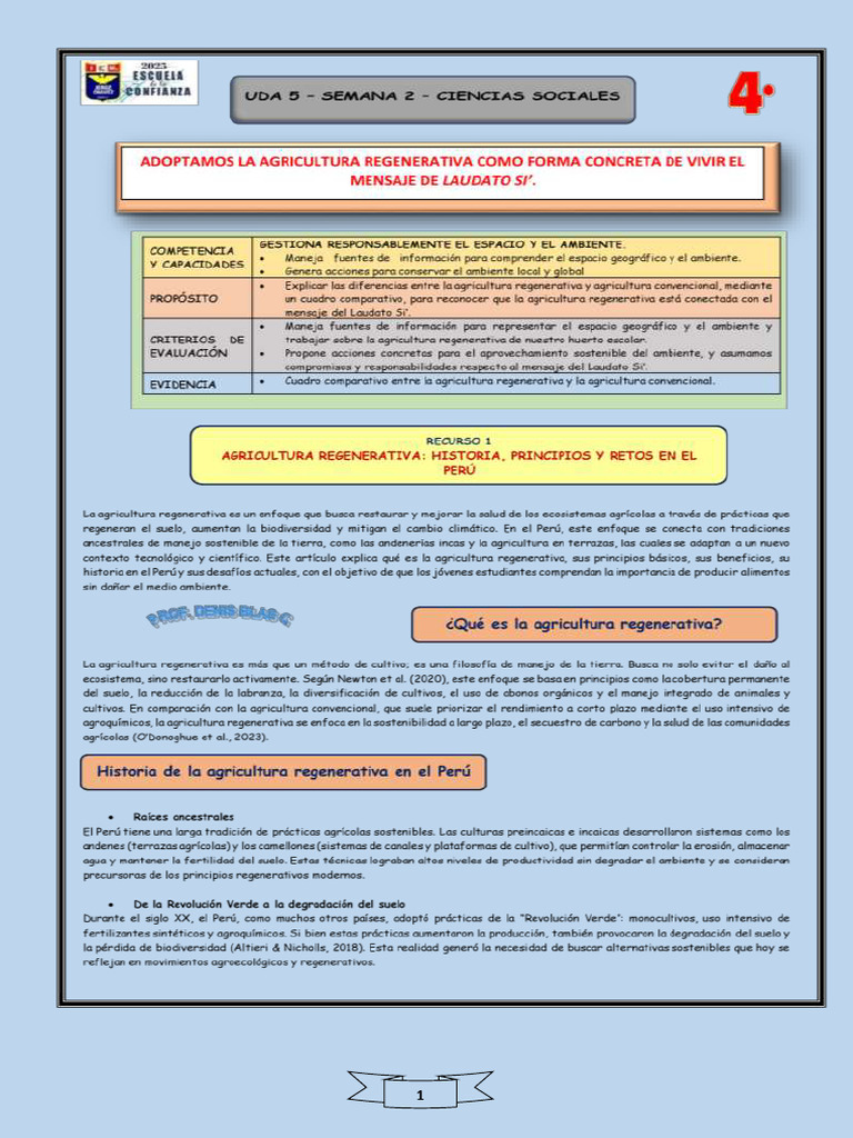 Semana 2 - Uda 5 - 4to. Grado | PDF