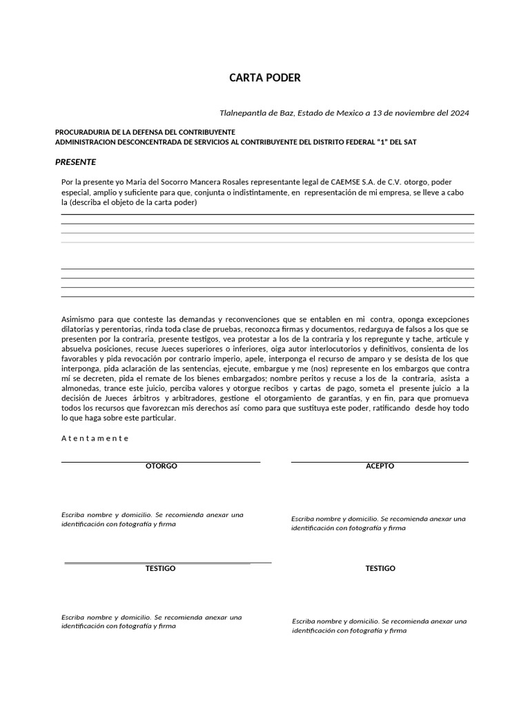 Formato Carta Poder | PDF | Justicia | Crimen y violencia