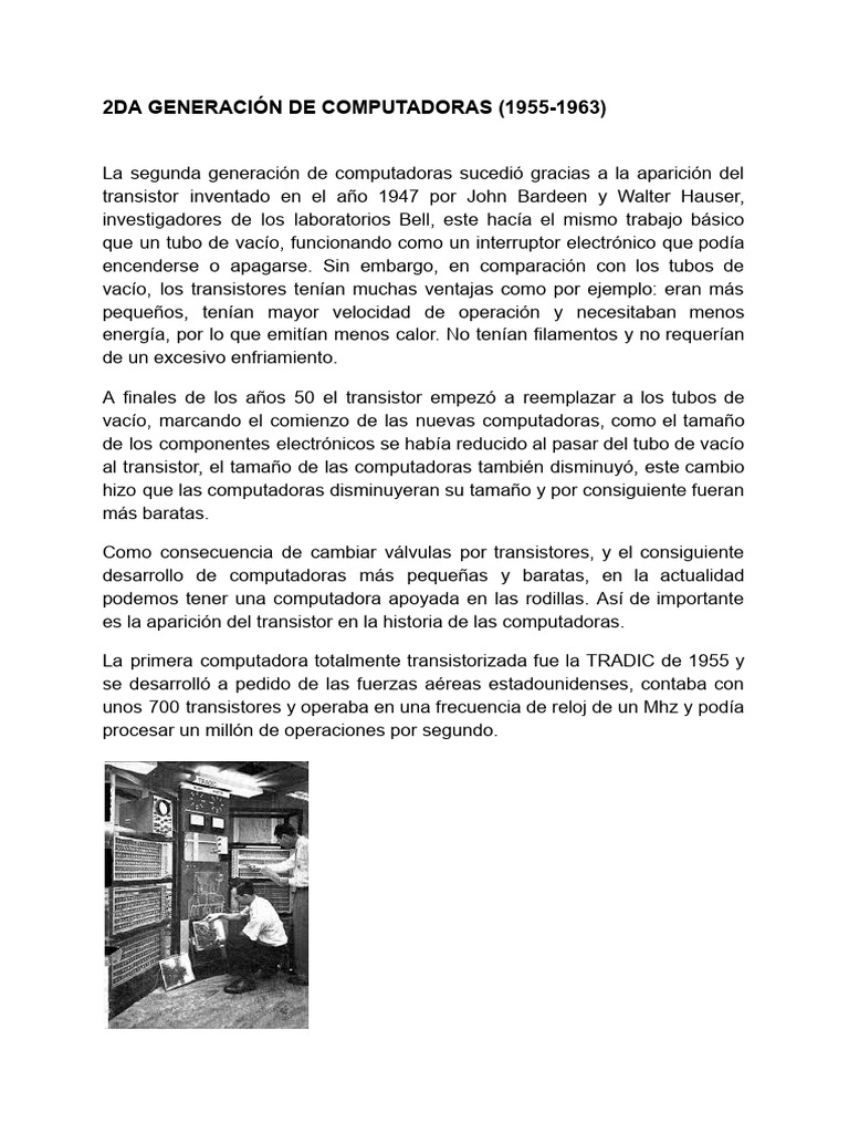 Segunda Generación de Computadoras (1955-1963) | PDF | Tubo vacío ...