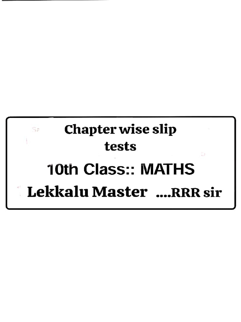 10th Maths Chapter Wise Tests | PDF
