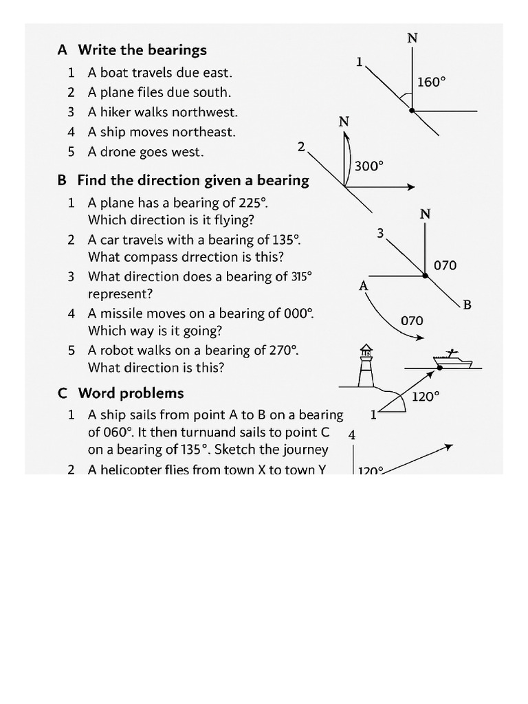 Bearings Practice Worksheet | PDF