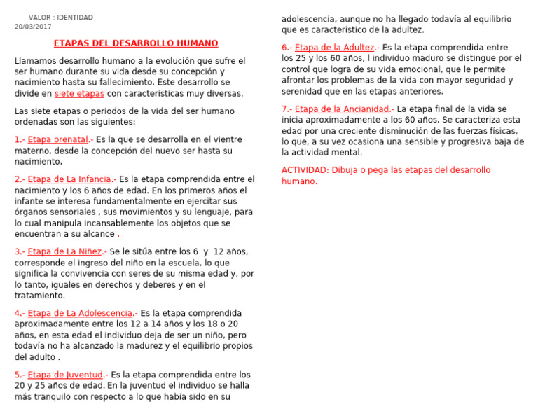 Etapas del Desarrollo Humano | PDF | Adultos | Juventud