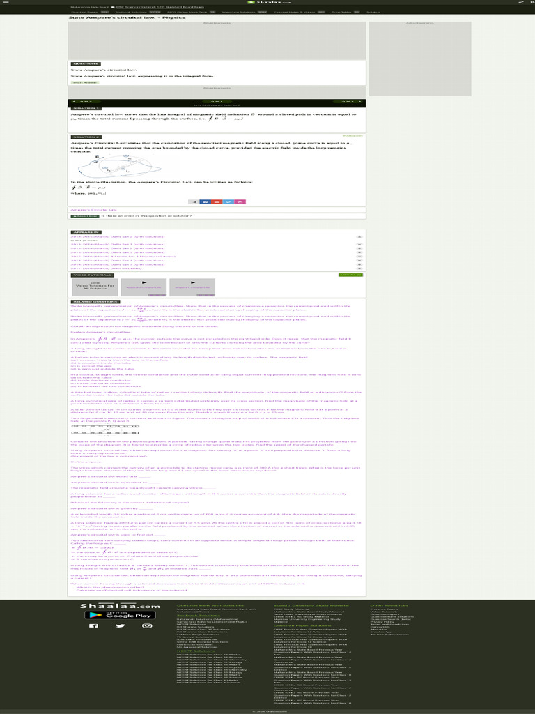 Ampere's Circuital Law Explained | PDF | Magnetic Field | Electric Current
