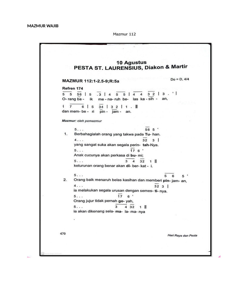 MAZMUR LOMBA MAPAK | PDF
