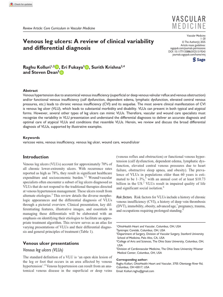 Venous Leg Ulcers A Review of Clinical Variability | PDF | Dermatitis ...