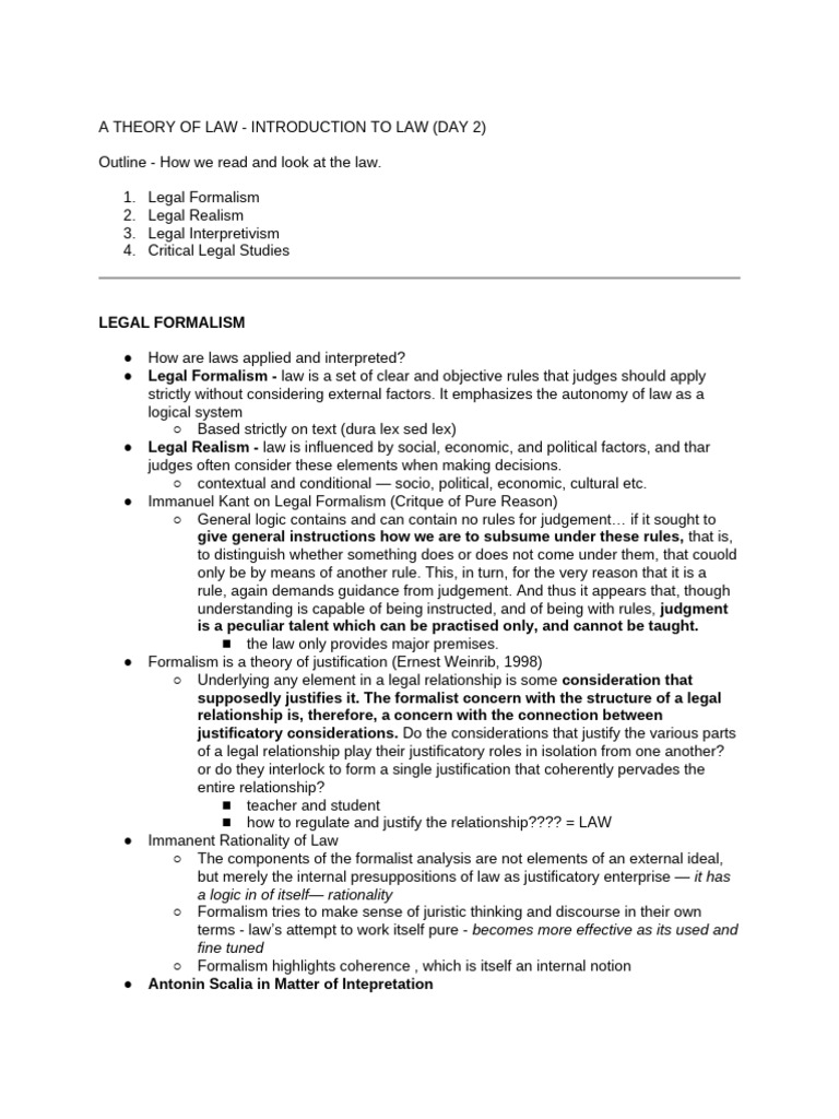 Understanding Legal Theories and Interpretations | PDF | Precedent ...