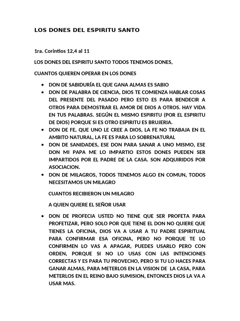 Nueve Dones del Espíritu Santo | PDF | Espiritualidad | Creencia ...