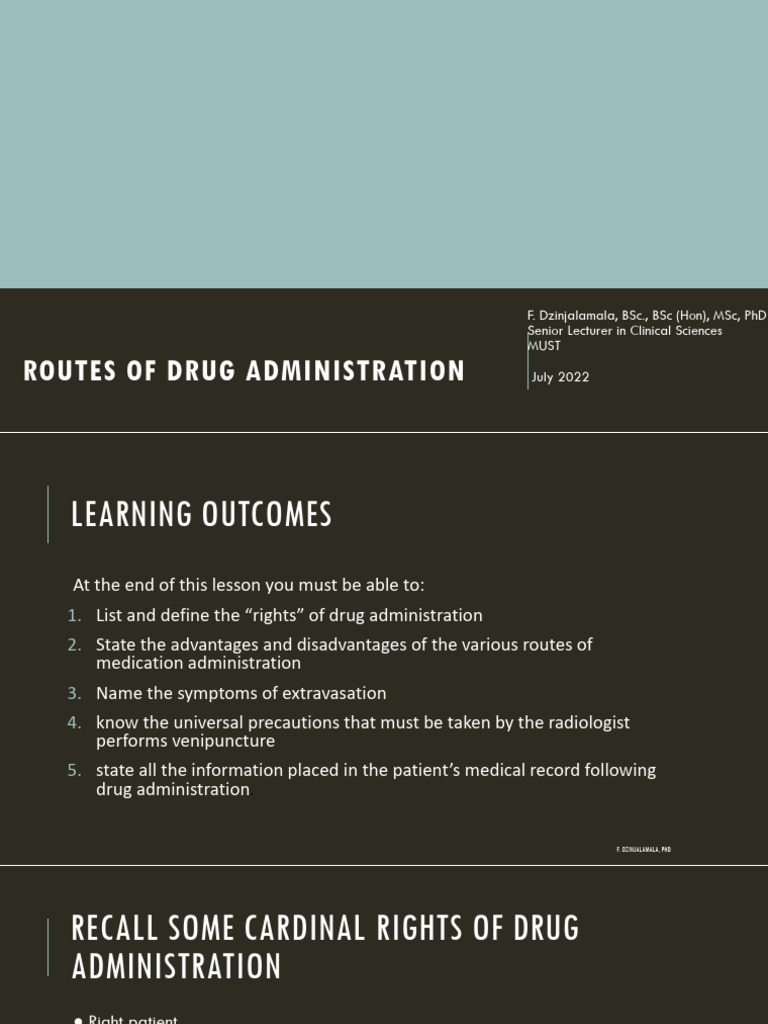 Routes of Drug Administration | PDF | Injection (Medicine) | Pharmacy