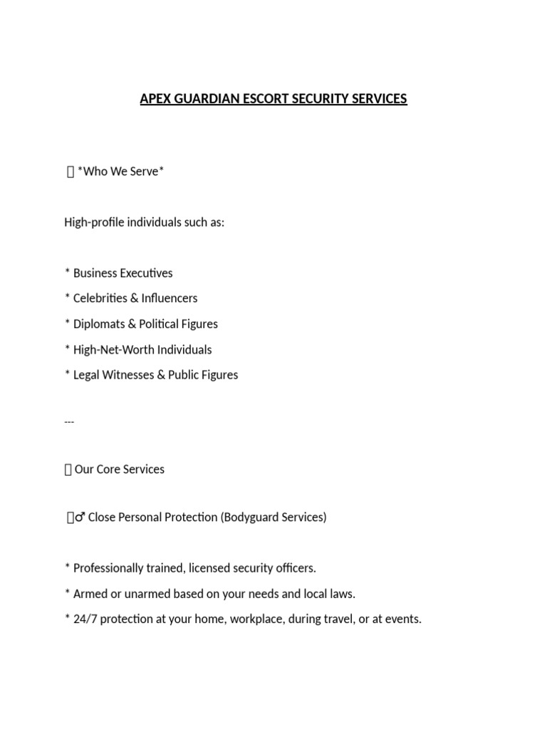 Apex Guardian Security Services | PDF