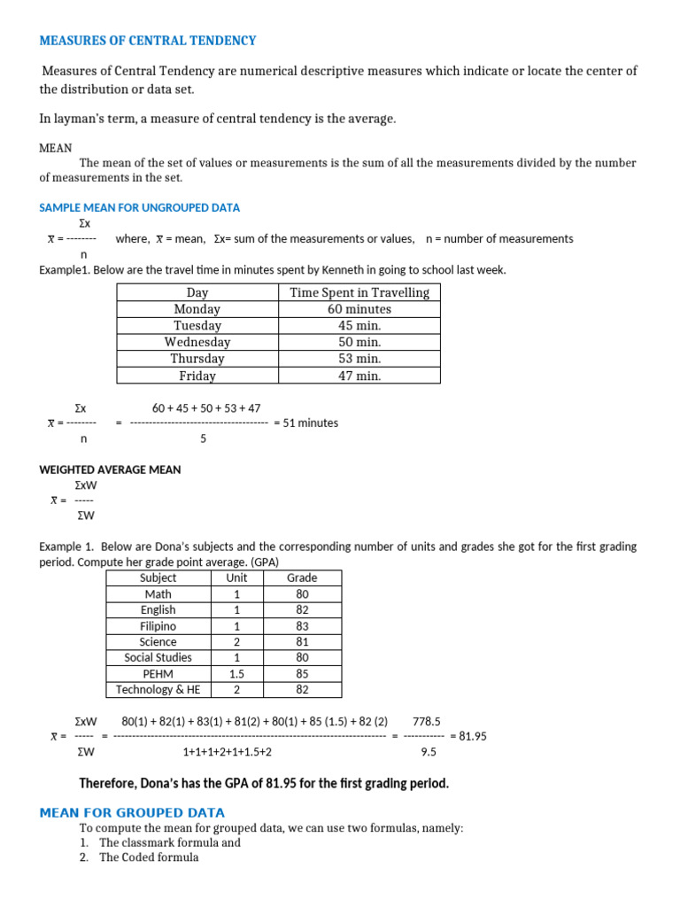 educ-98-2.-central-tendency-to-coefficient-of-quartile-dev | PDF | Mean ...