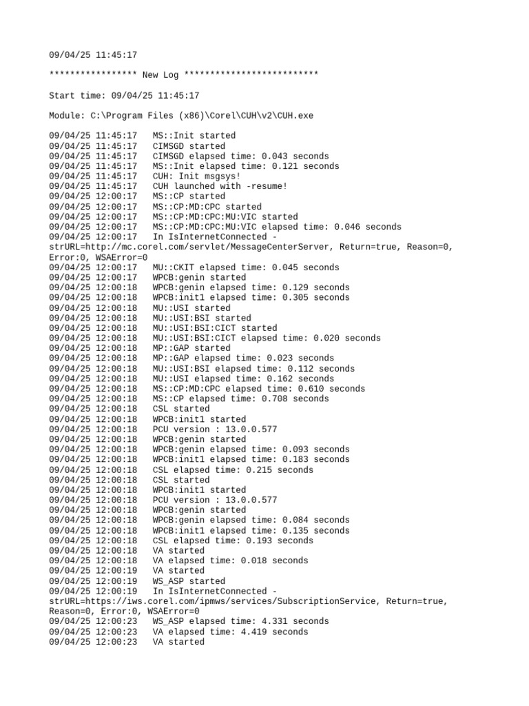 Corel CUH Log Analysis Report | PDF