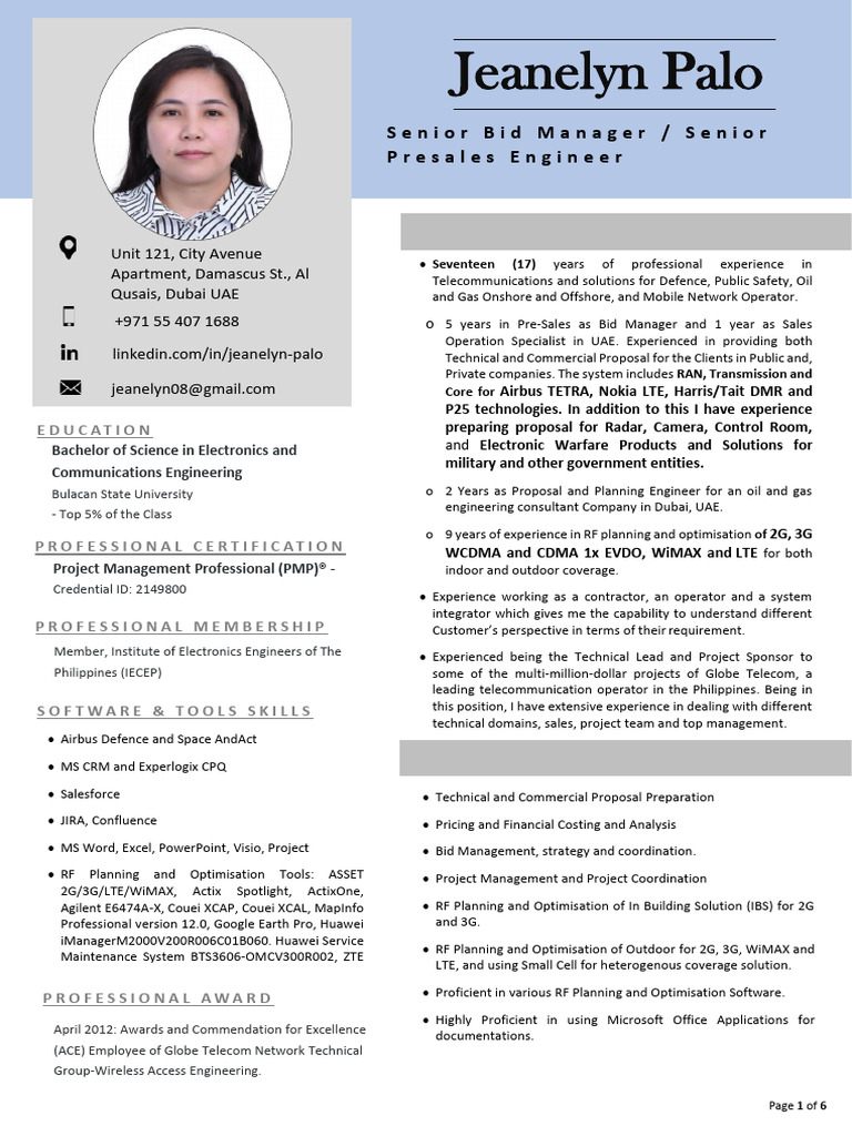 Jeanelyn Palo CV Latest | PDF | Lte (Telecommunication) | 3 G