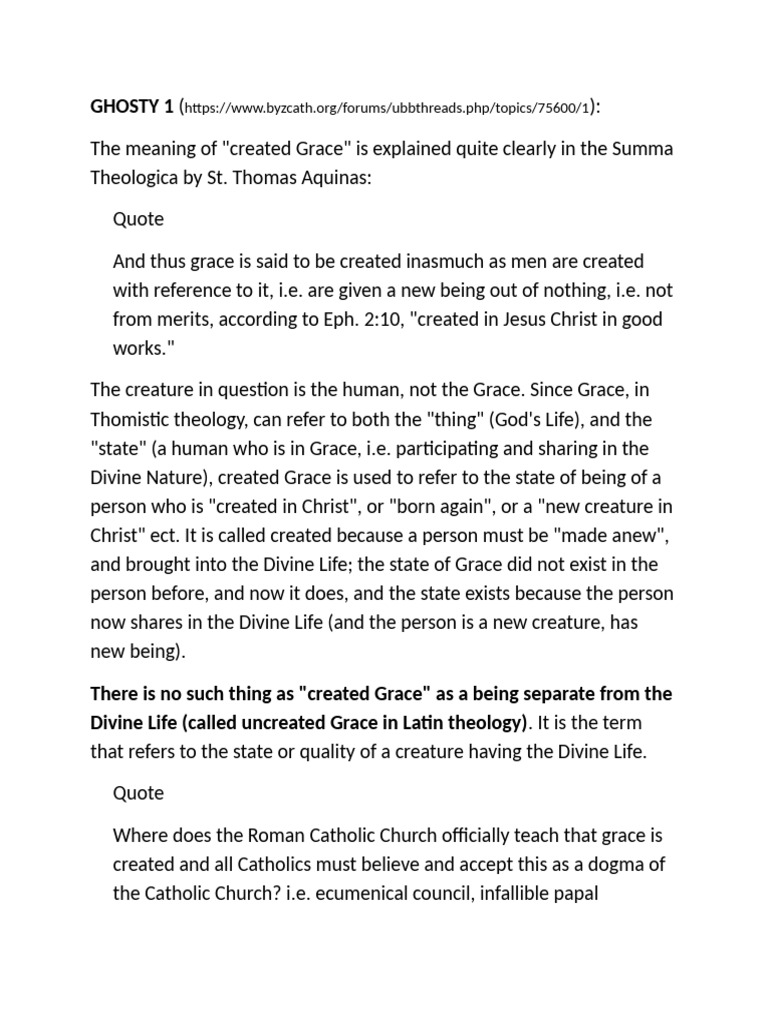 Ghosty On Created Vs Uncreated Grace | PDF | Grace In Christianity ...