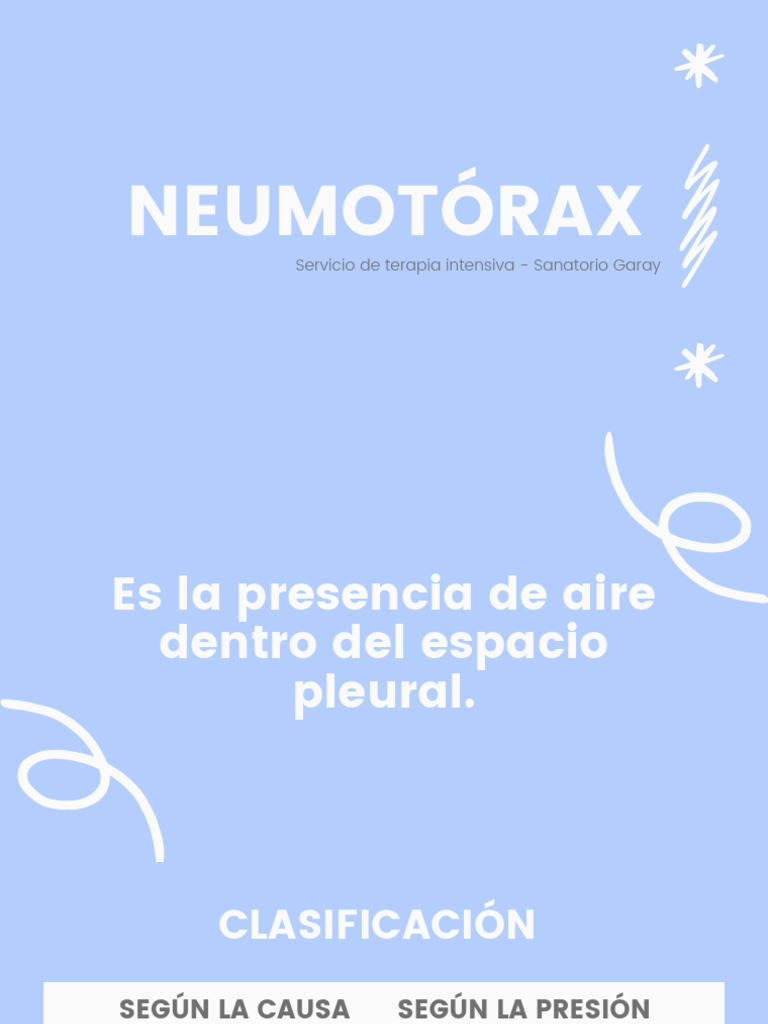 Neumotórax: Clasificación y Tratamiento | PDF