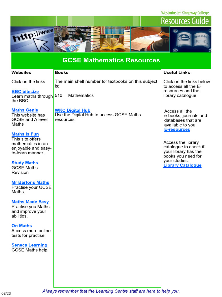 GCSE Maths Resources and Links | PDF