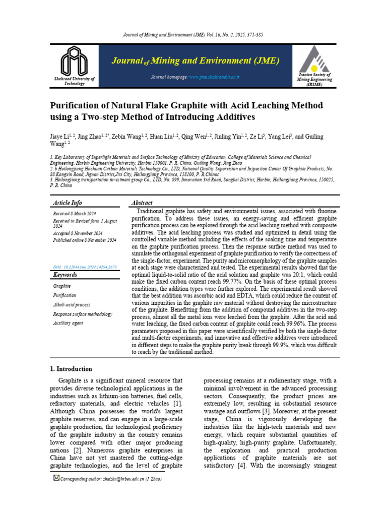 Graphite Purification via Acid Leaching | PDF | Graphite | Solubility