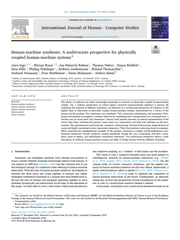 Human-Machine Symbiosis A Multivariate Perspective For Physically ...