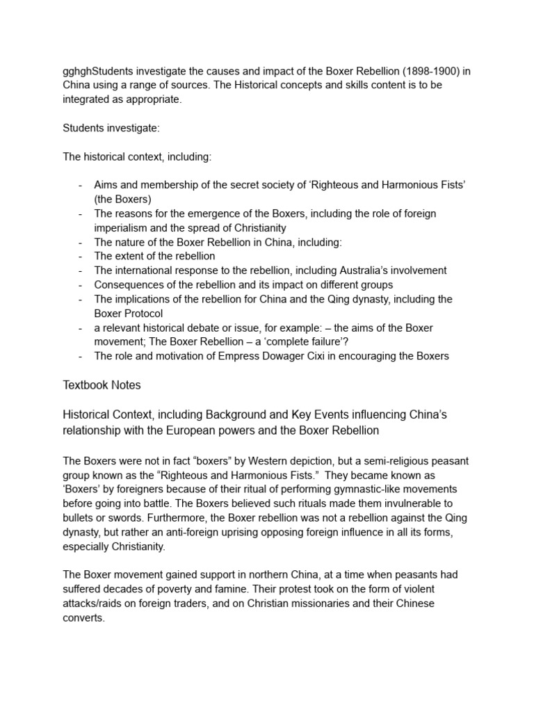 Overview of the Boxer Rebellion | PDF | Qing Dynasty | British Empire