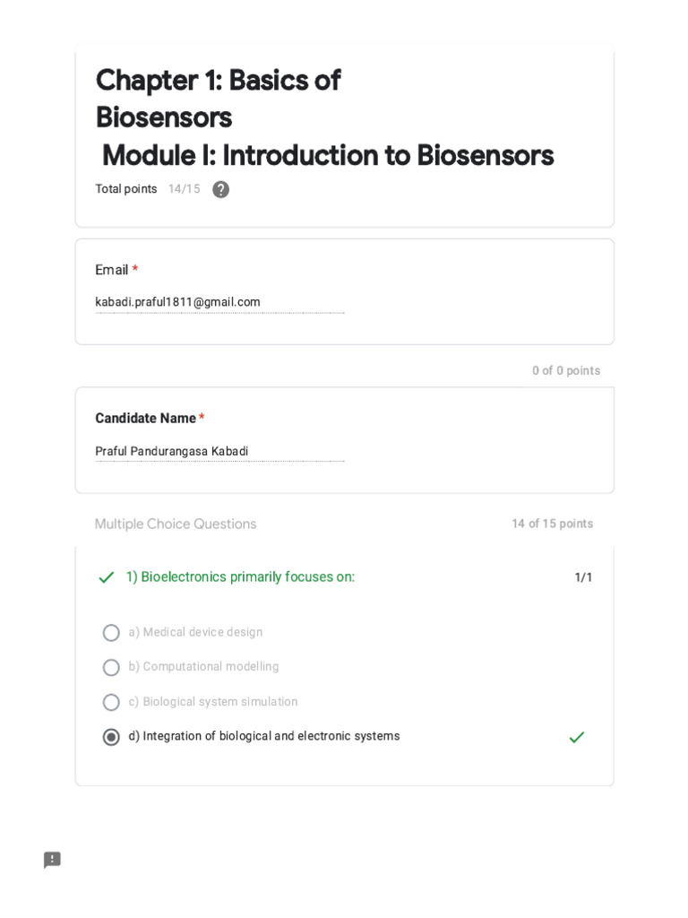 Chapter 1 - Basics of Biosensors Module I - Introduction To Biosensors | PDF | Biosensor ...
