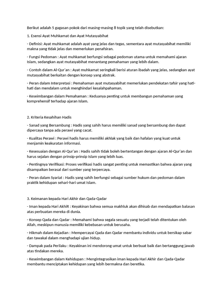 5 Gagasan Pokok Dari 8 Topik Modul 1 Profesional | PDF