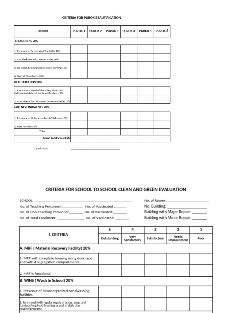 Purok Beautification Criteria Guide | PDF | Waste Management | Waste