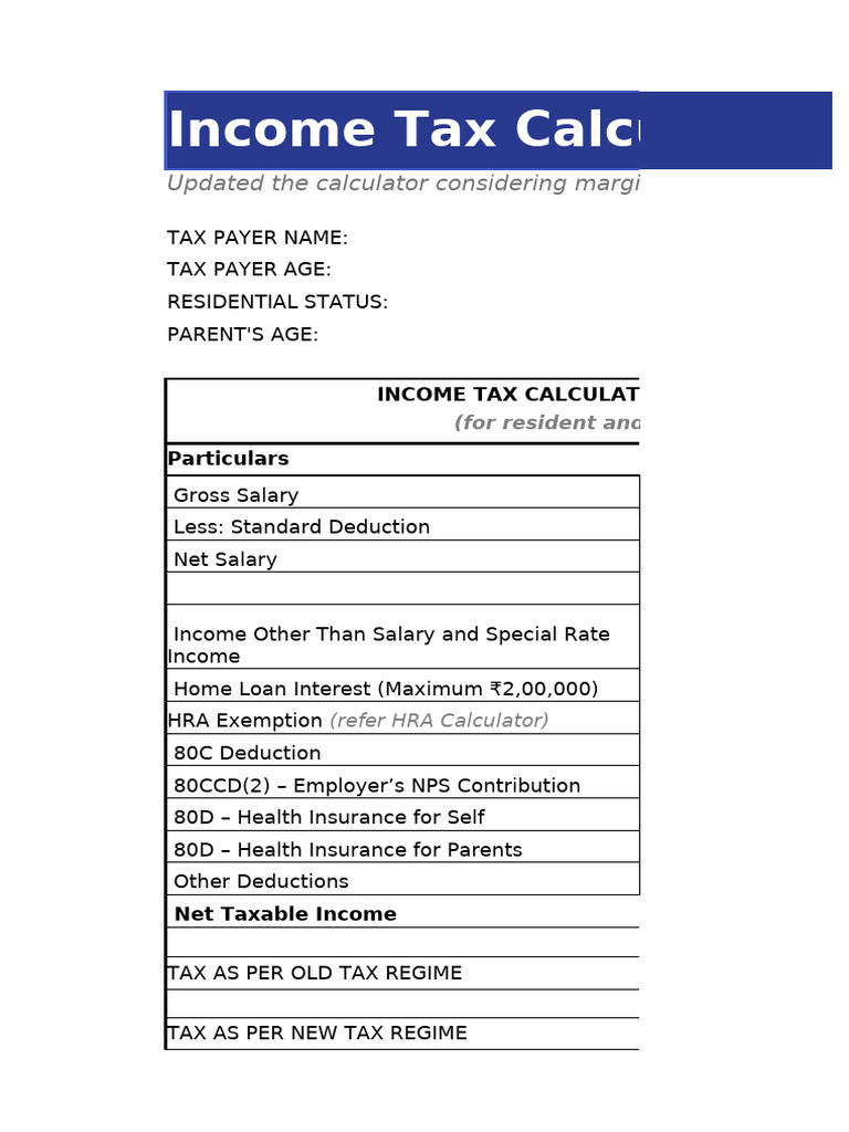 Tax Calculator FY 2024-25 With Marginal Relief V4.o | PDF | Tax Bracket ...