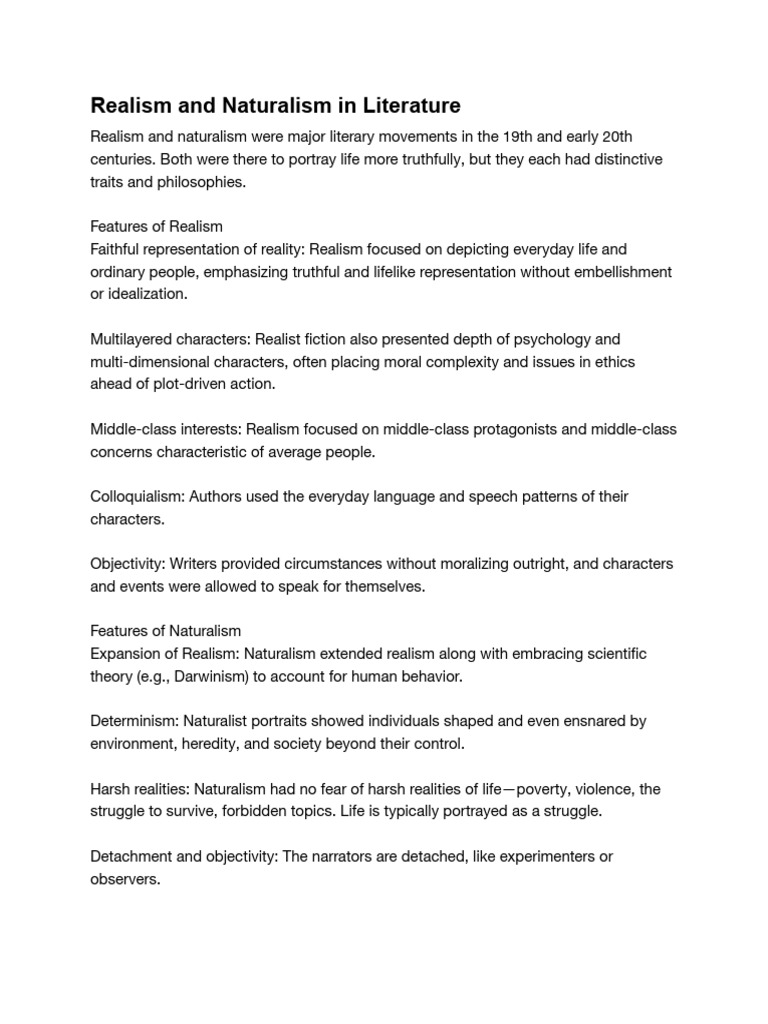Realism Vs Naturalism | PDF | Realism (Arts) | Reality
