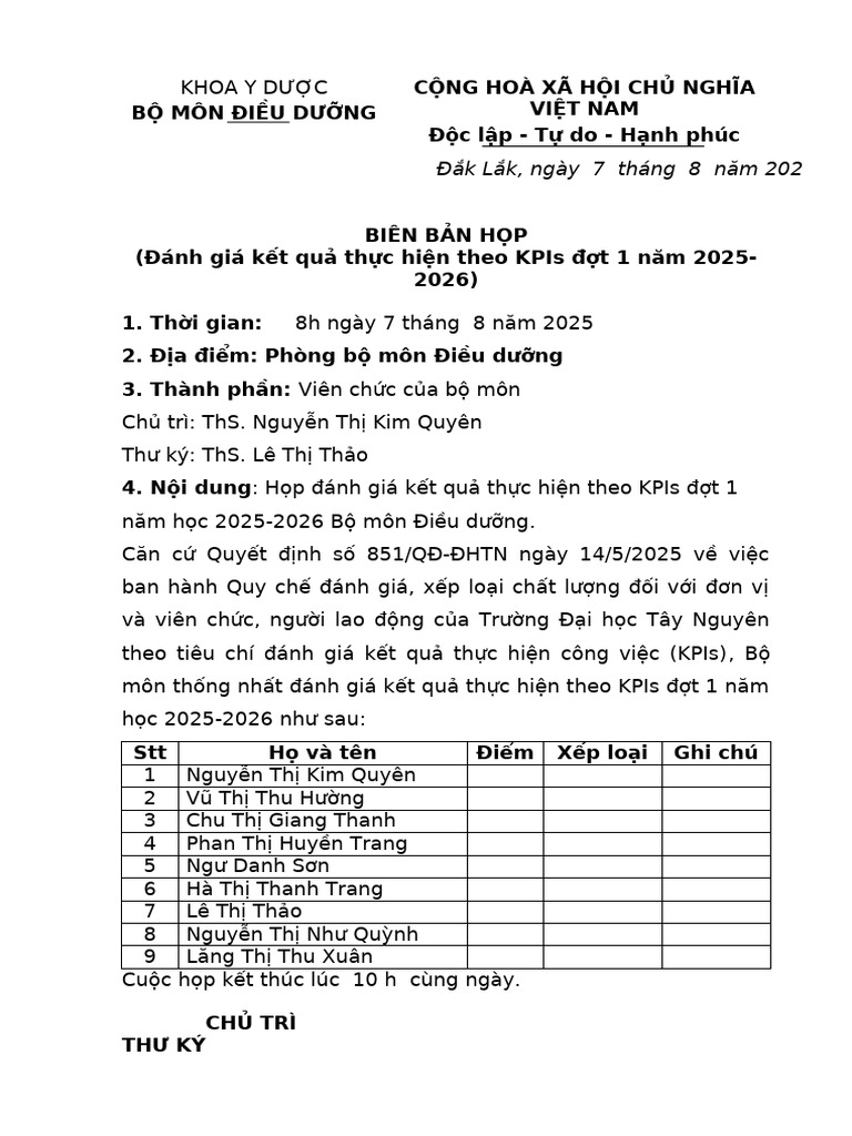 Bien Ban Hop BM 2025 | PDF