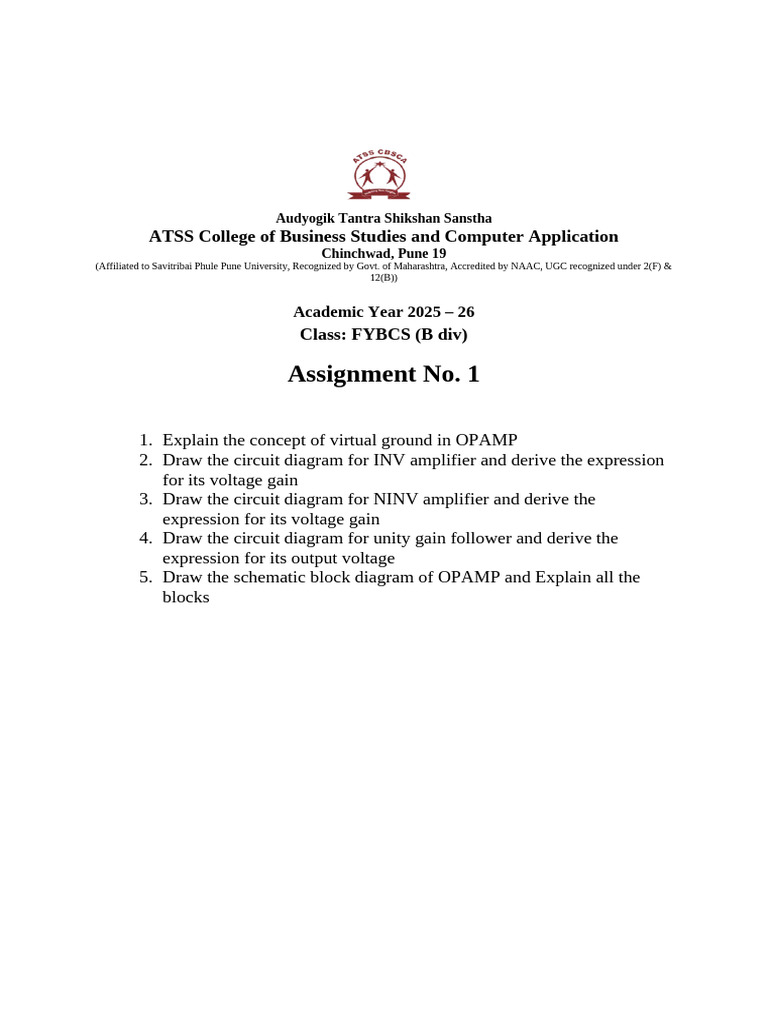 Assignment 1 Fybcs | PDF