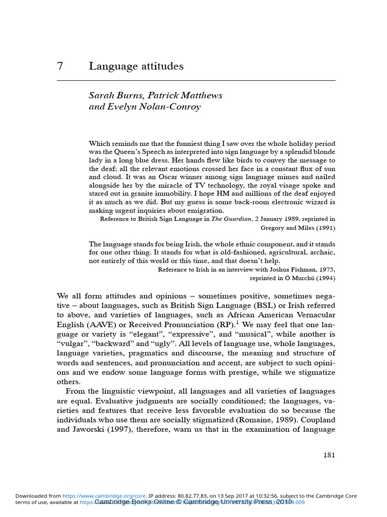 CAp 7 Lucas Language-Attitudes | PDF | Attitude (Psychology) | Sign ...