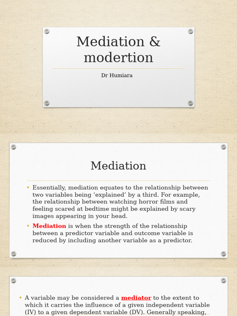 Mediation and Moderation Explained | PDF | Logistic Regression ...