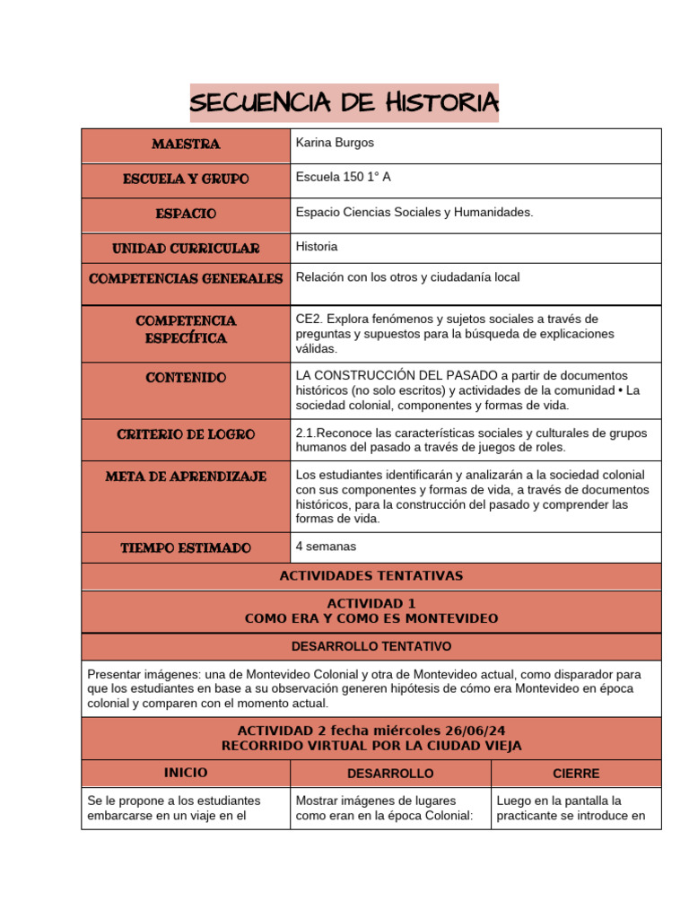 Secuencia de Historia | PDF | Educación en artes liberales