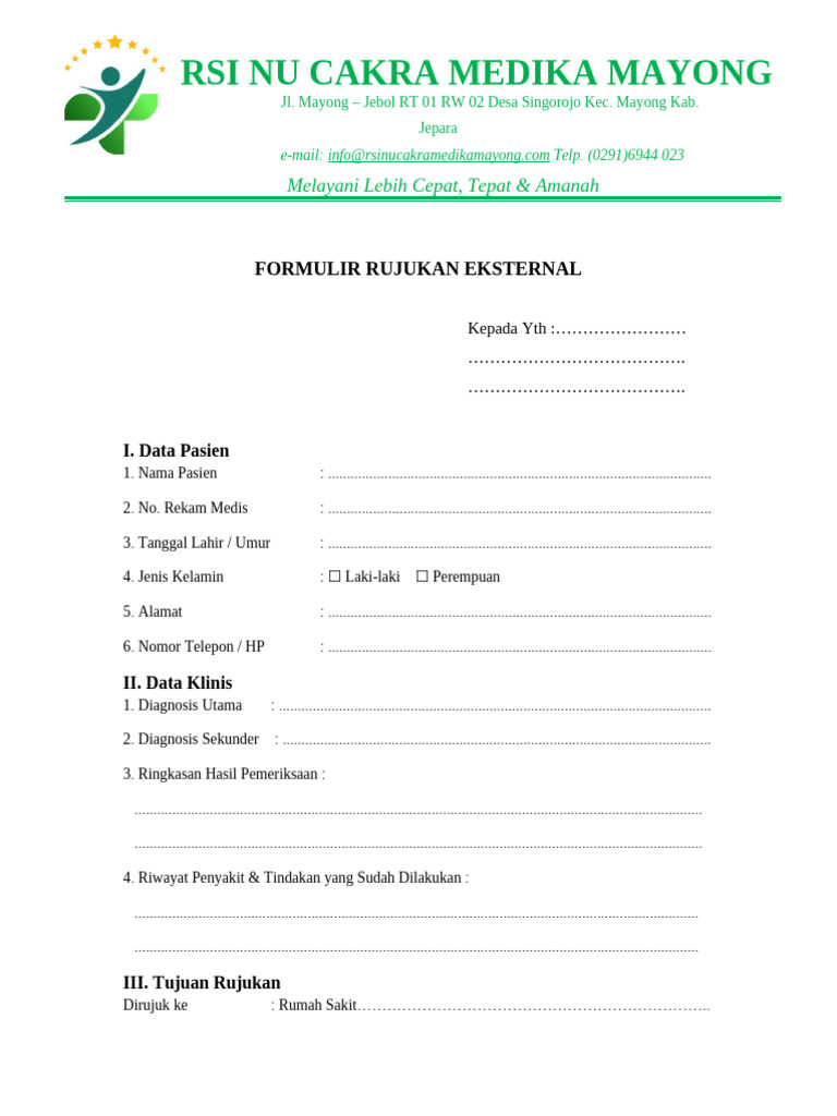 Formulir Rujukan Ke Dokter Spesialis | PDF