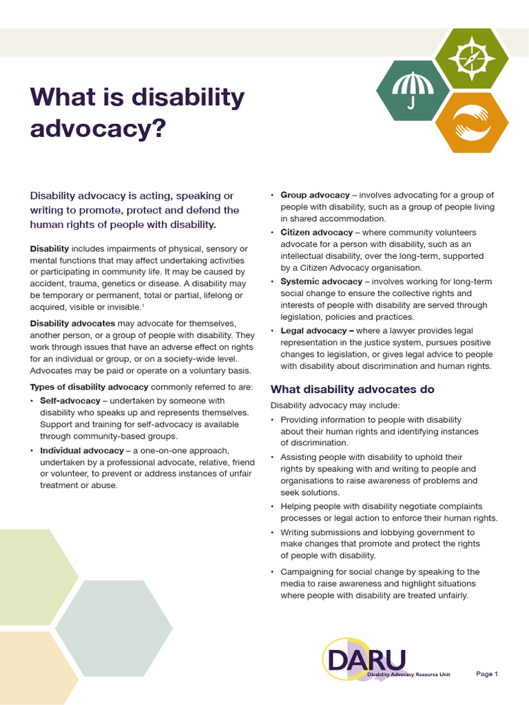 What Is Disability Advocacy Final June 2016 | PDF | Disability | Social ...