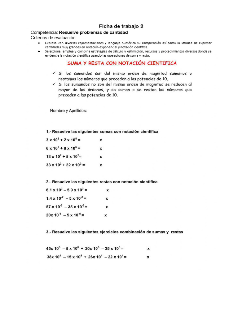 Ficha 2 Notacion Cientifica 3ero Pdf