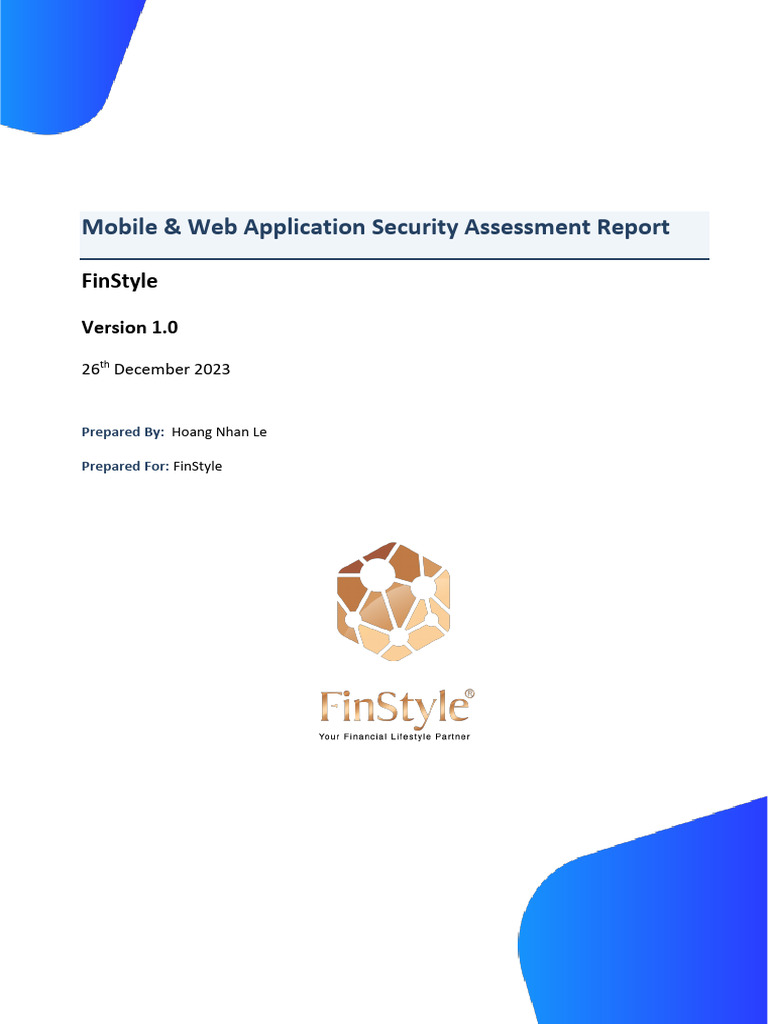 Hoang Nhan Le-FinStyle-Web_Mobile Application Security Assessment Report-V1.0 (2) | PDF ...