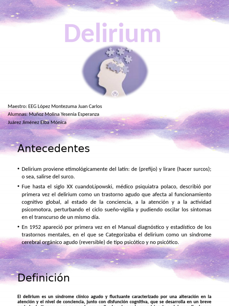 Delirium Final | PDF | Depresión (estado de ánimo) | Trastorno ...