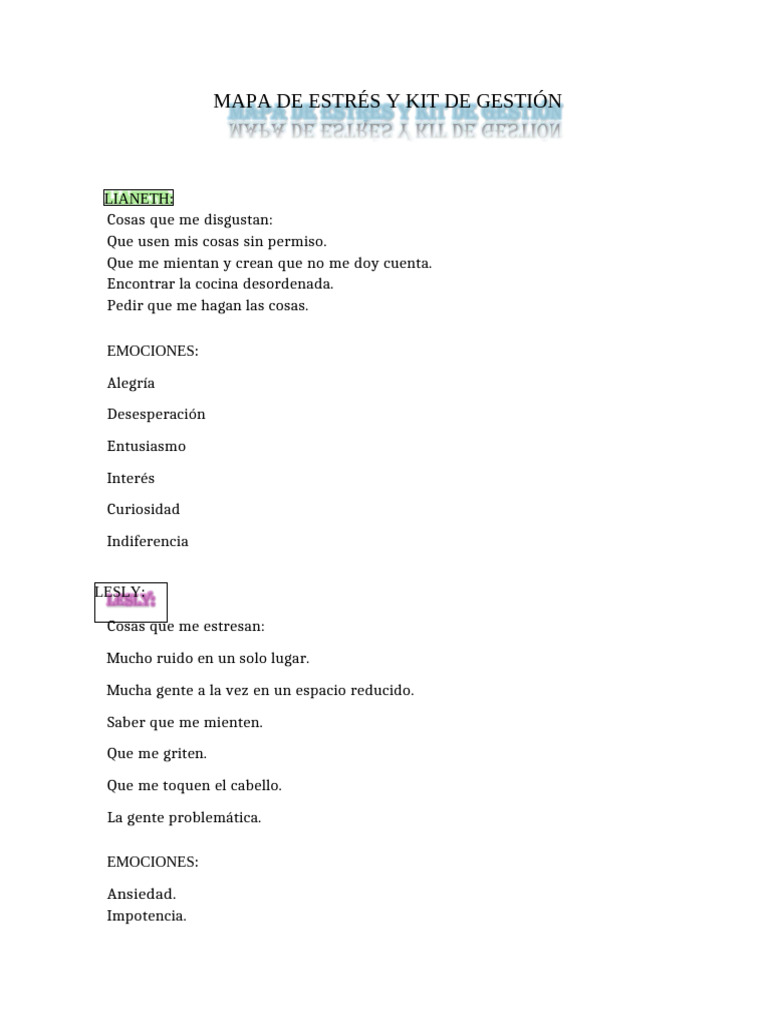 Mapa de Estrés y Kit de Gestión | PDF