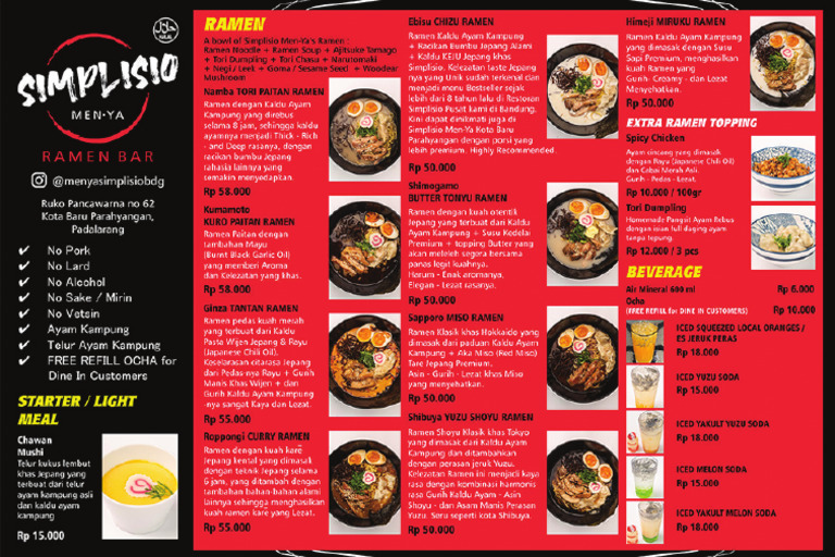 Menu Board Menya | PDF