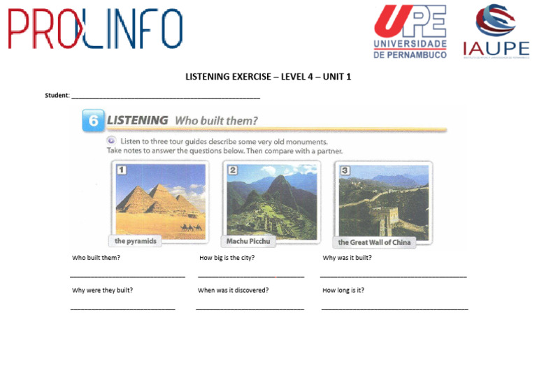 Level 4 - Unit 1 - Listening Exercise | PDF