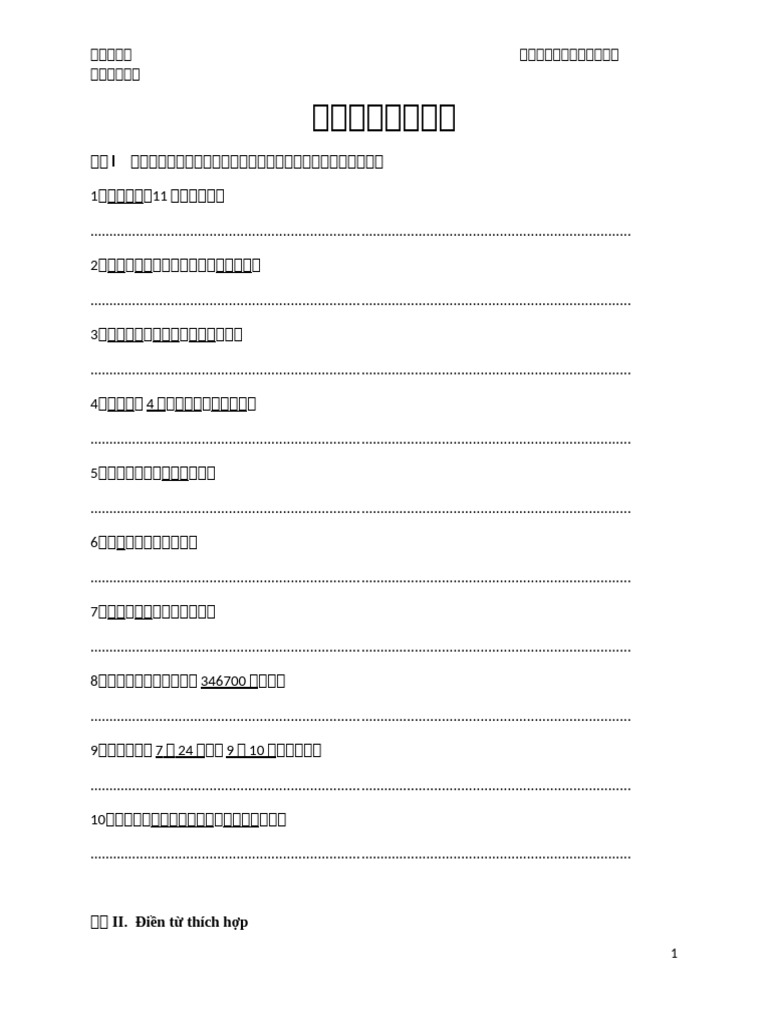 On Tap Giuaky 1 10 Mina | PDF